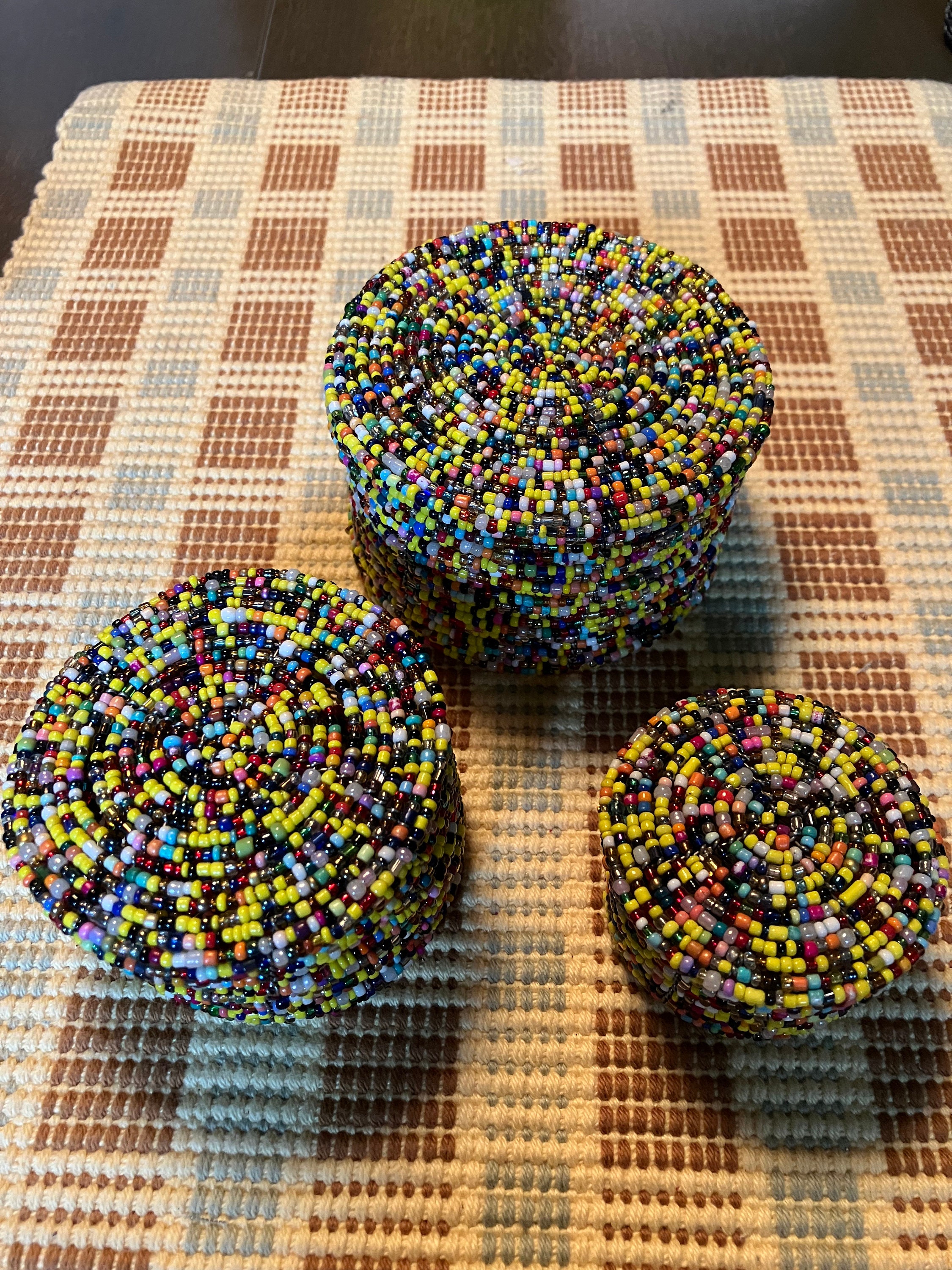 Handmade Tanzanian Stacking Beaded Baskets, Set of 3, Africa, Gift ...