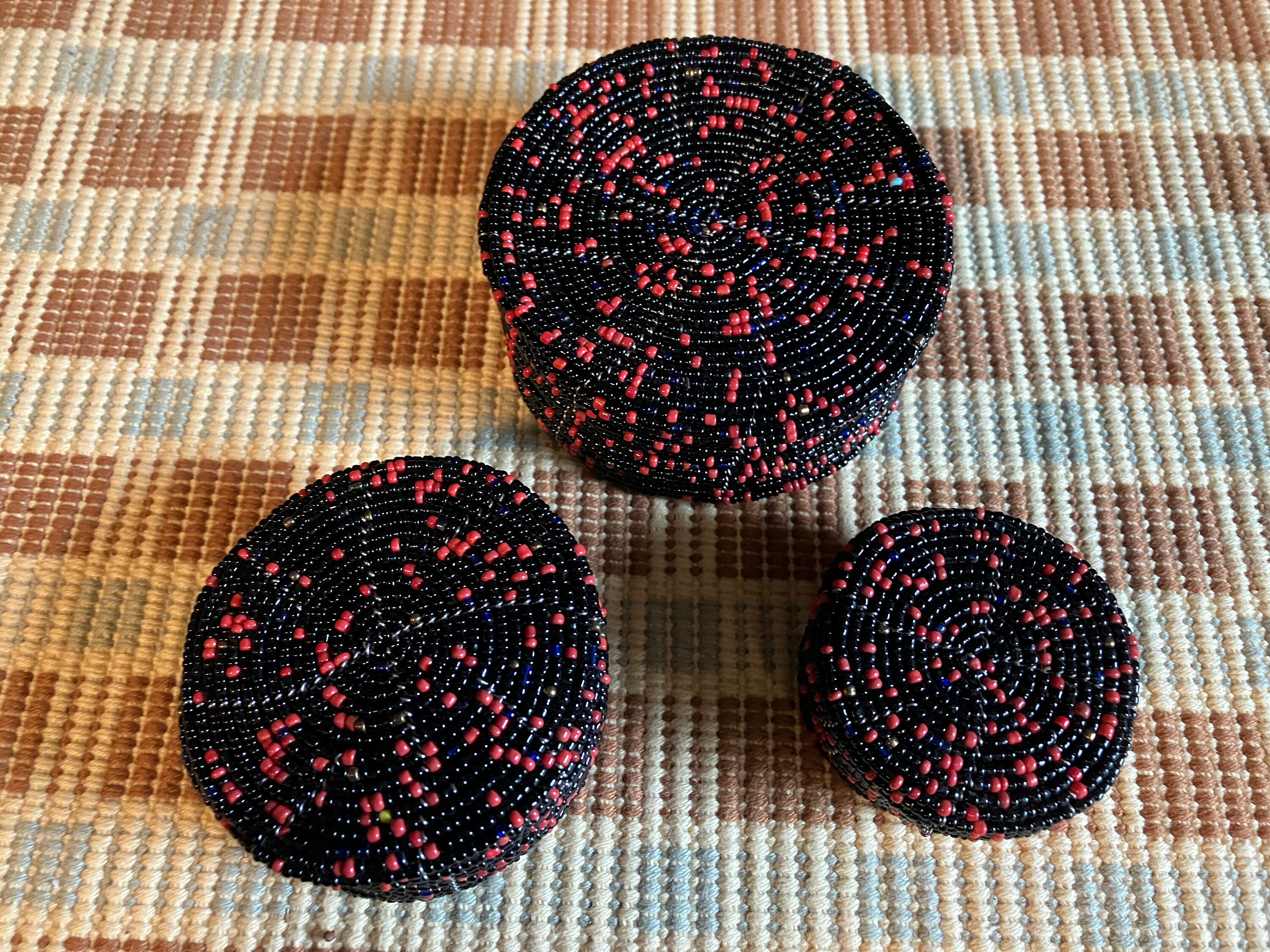 Handmade Tanzanian Stacking Beaded Baskets, Set of 3, Africa, Gift ...