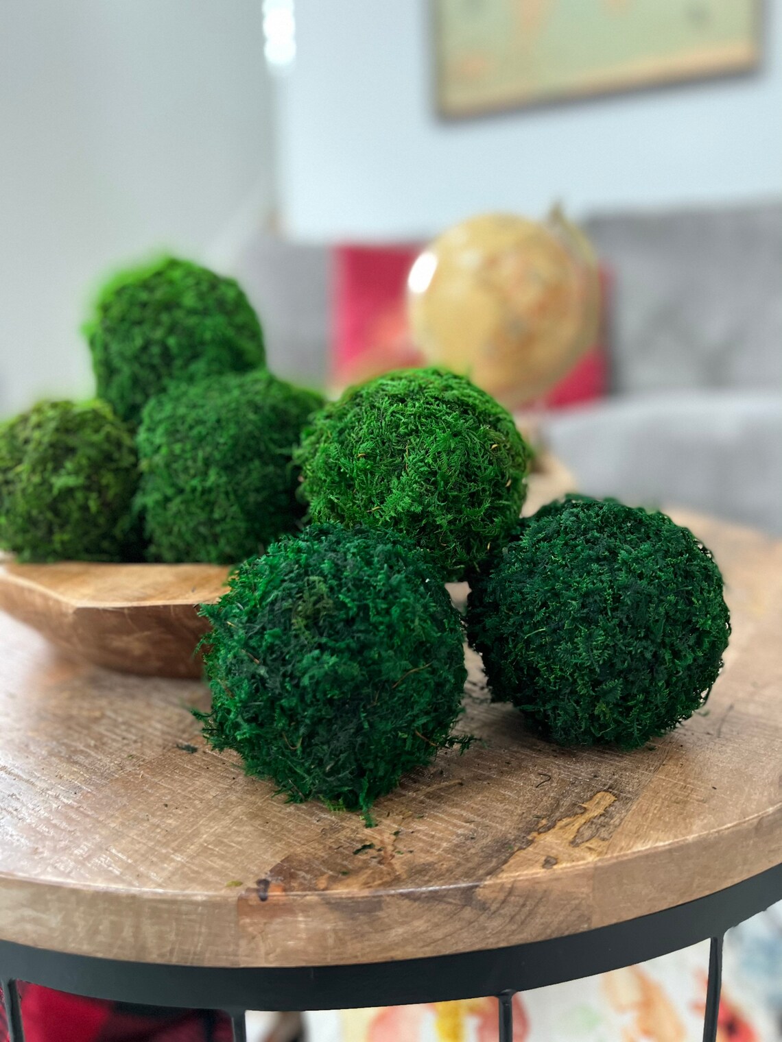 Preserved Moss Balls in 20" Wood Tray: Maintenance-free Centerpiece - Etsy
