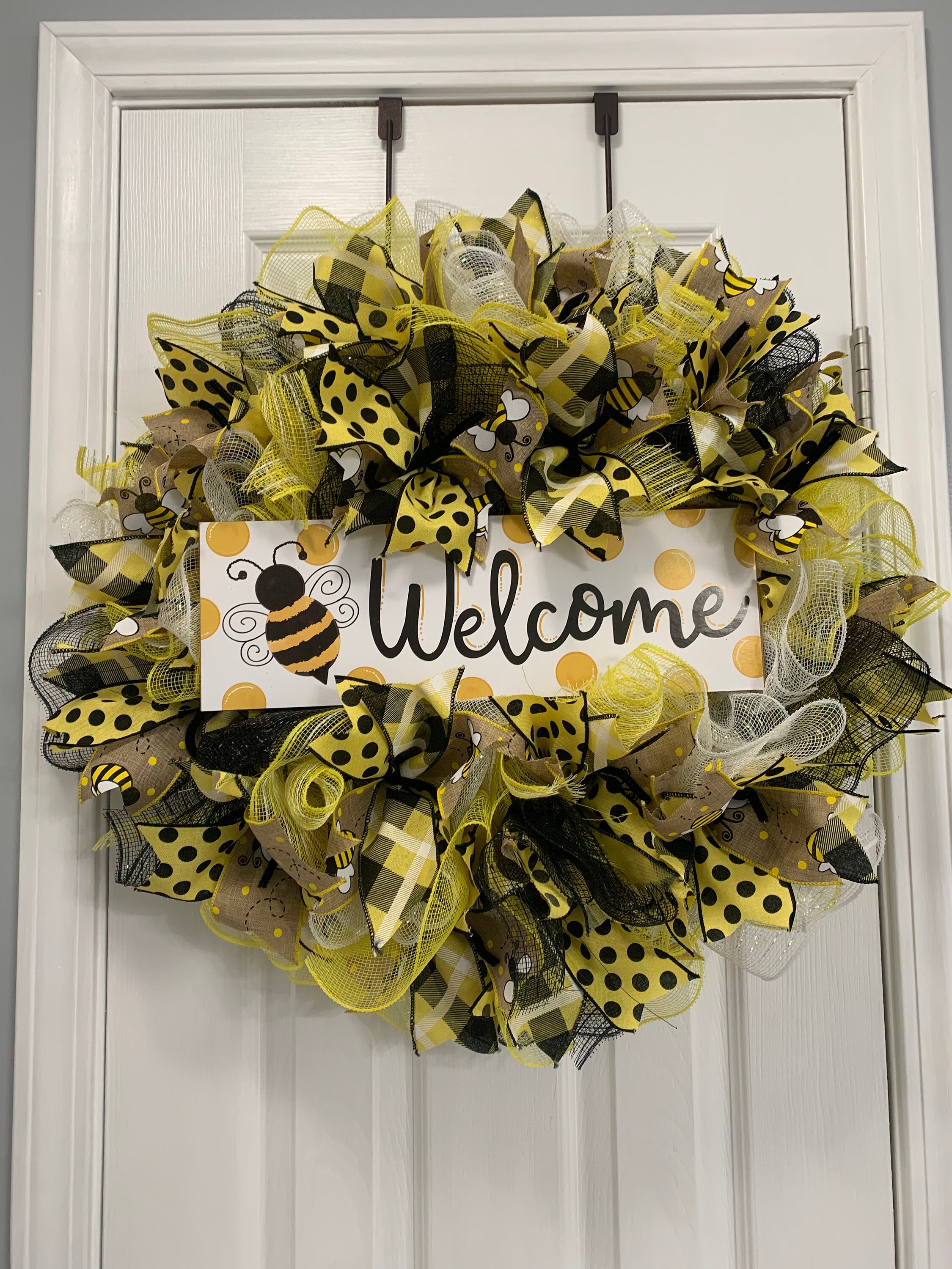 Welcome Wreath Black and Yellow Wreaths & Door Hangers Home Décor ...