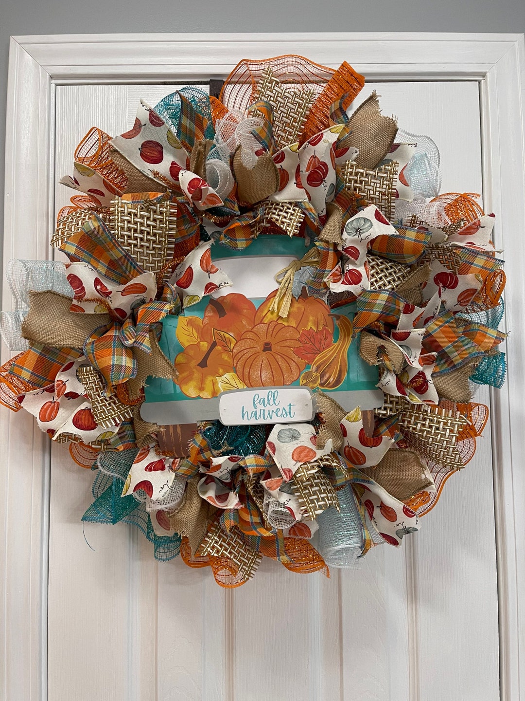 Vintage Truck Teal Fall Wreath, Deco Mesh Wreath - Etsy