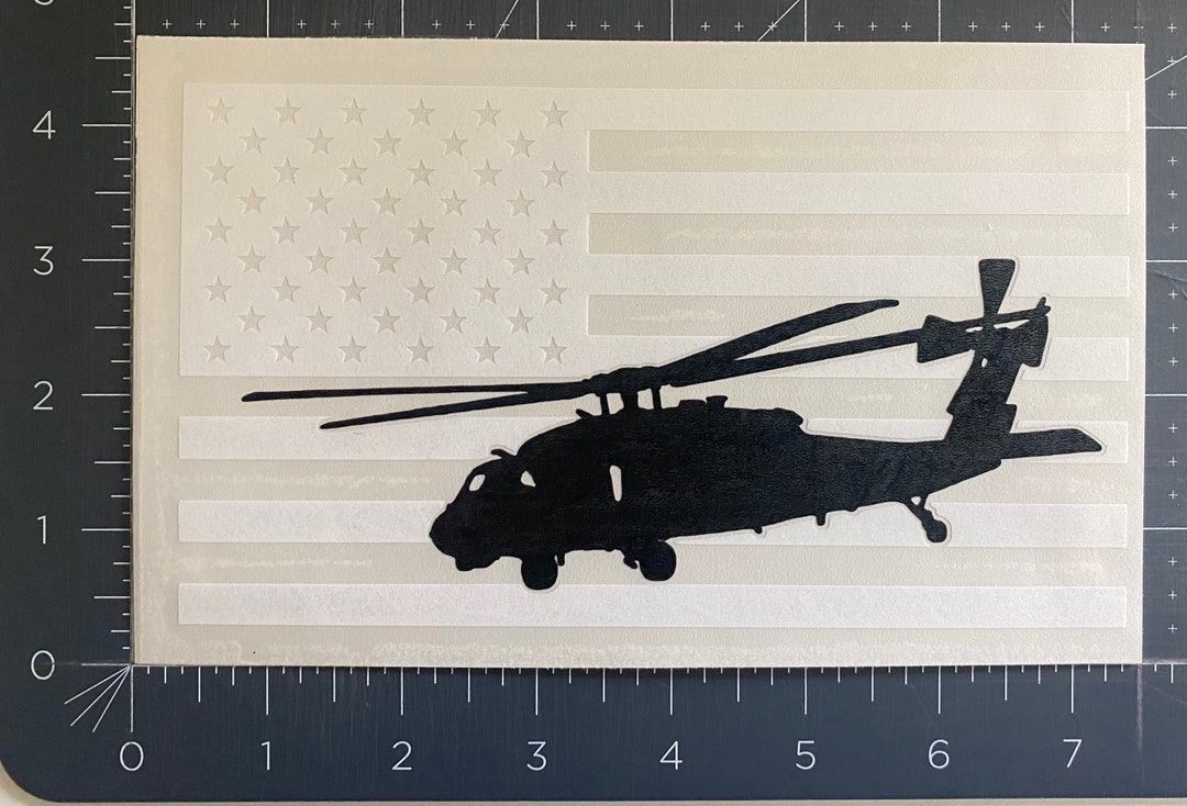 Custom Layered Vinyl American Flag With UH-60 Blackhawk Sticker Decal ...