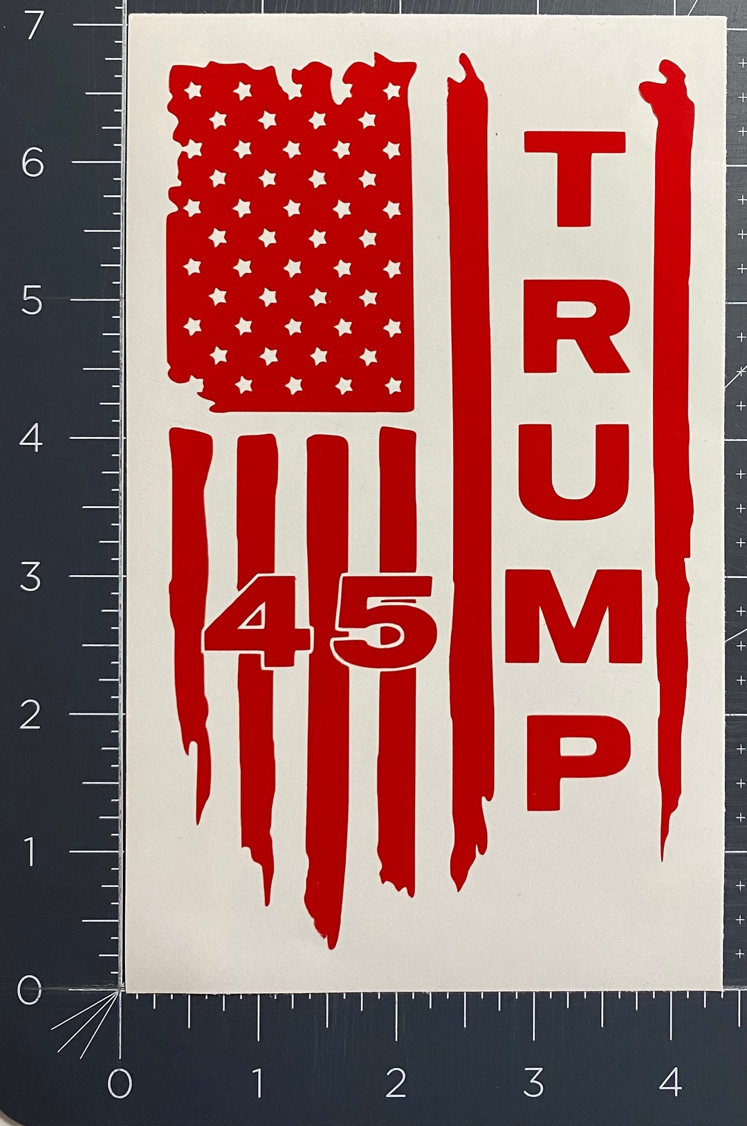 Custom Trump 45 Distressed American Flag Vinyl Sticker Decal - Bumper ...