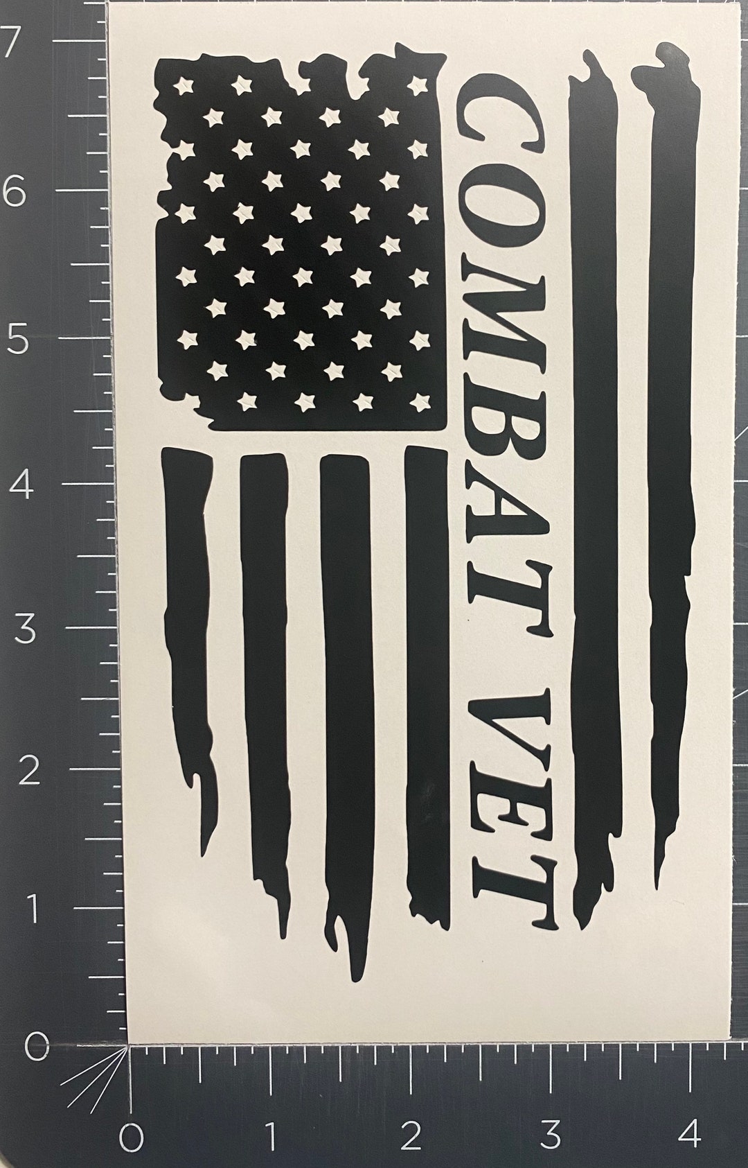 Custom Combat Veteran Distressed American Flag Vinyl Sticker Decal ...