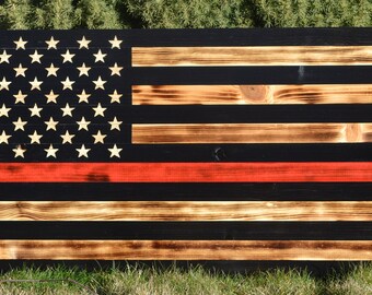 Fire Hose Sign With the Thin Red Line Flag or Firefighter Flag. Great ...