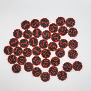 Numbered Tokens - Set of 40 | 20mm X 2mm | 3D Printed | Game ...