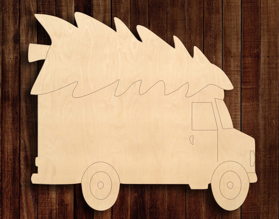 Delivery Truck With Tree Unfinished Wood Shape, Ready to Paint, Great ...