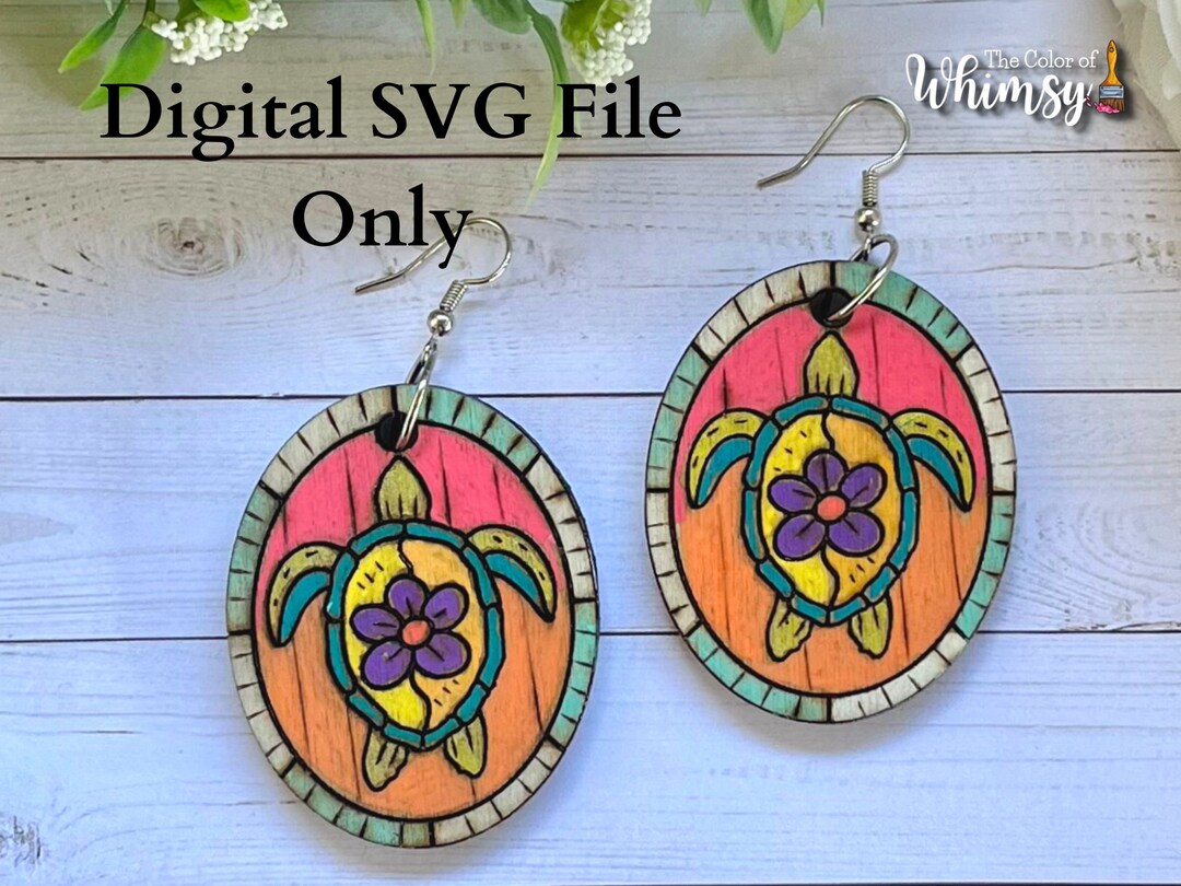 Turtle Earrings SVG File, Digital Cut File for Laser - Etsy