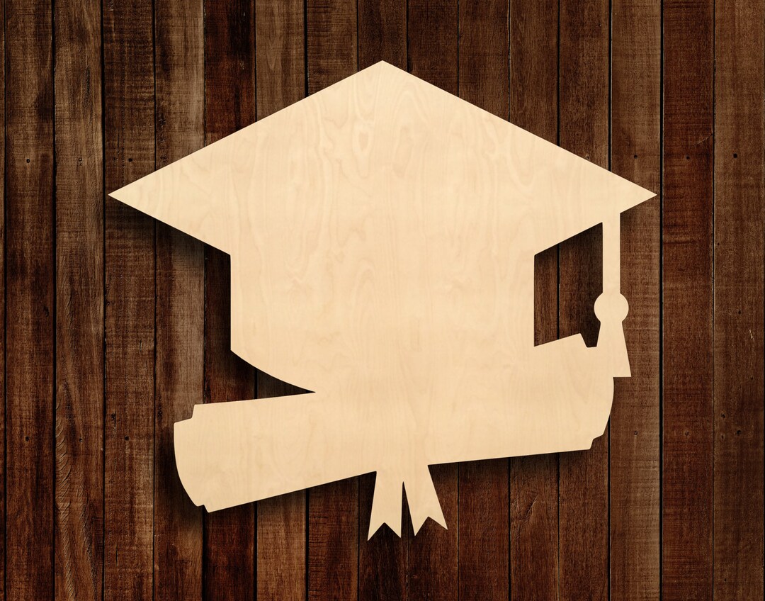 Graduation Cap With Diploma Unfinished Wood Shape, Laser Cut Door ...