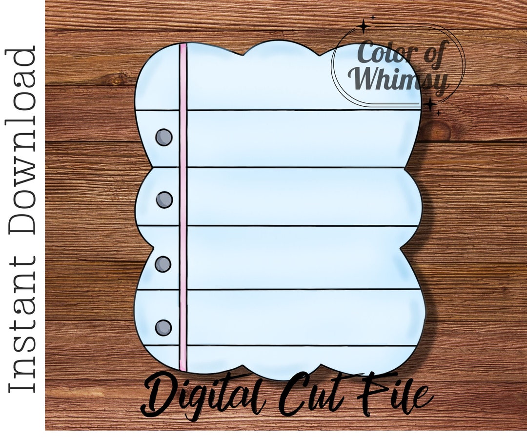 School Notebook Paper- Teacher Gift SVG Digital Cut File - Etsy
