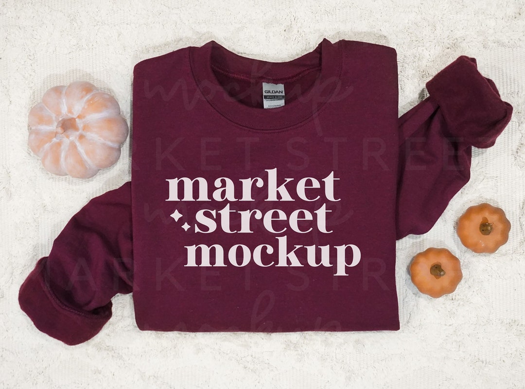 Halloween Mockup, Fall Mockup, Maroon Mockup, Gildan 18000 Mockup ...