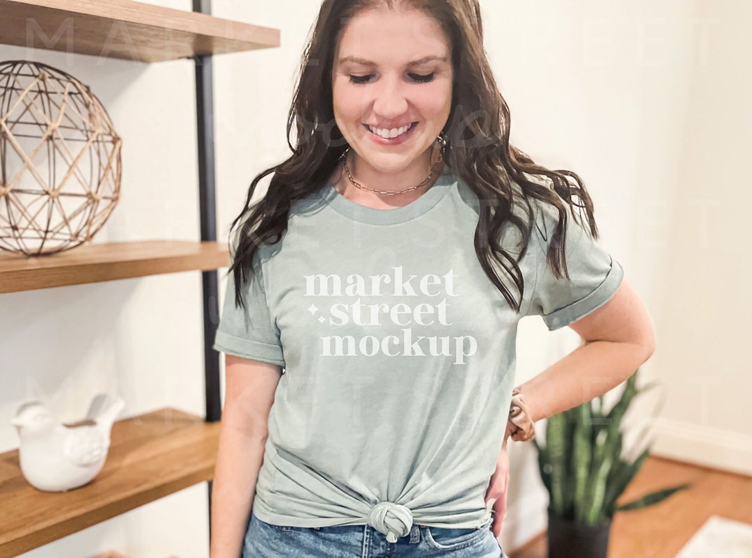 Heather Dusty Blue Mockup, 3001 Fall Mockup, Boho T-shirt Mockup, Shirt ...