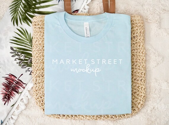 Heather Ice Blue Mockup Summer Mockup Boho Mock Up Folded T | Etsy
