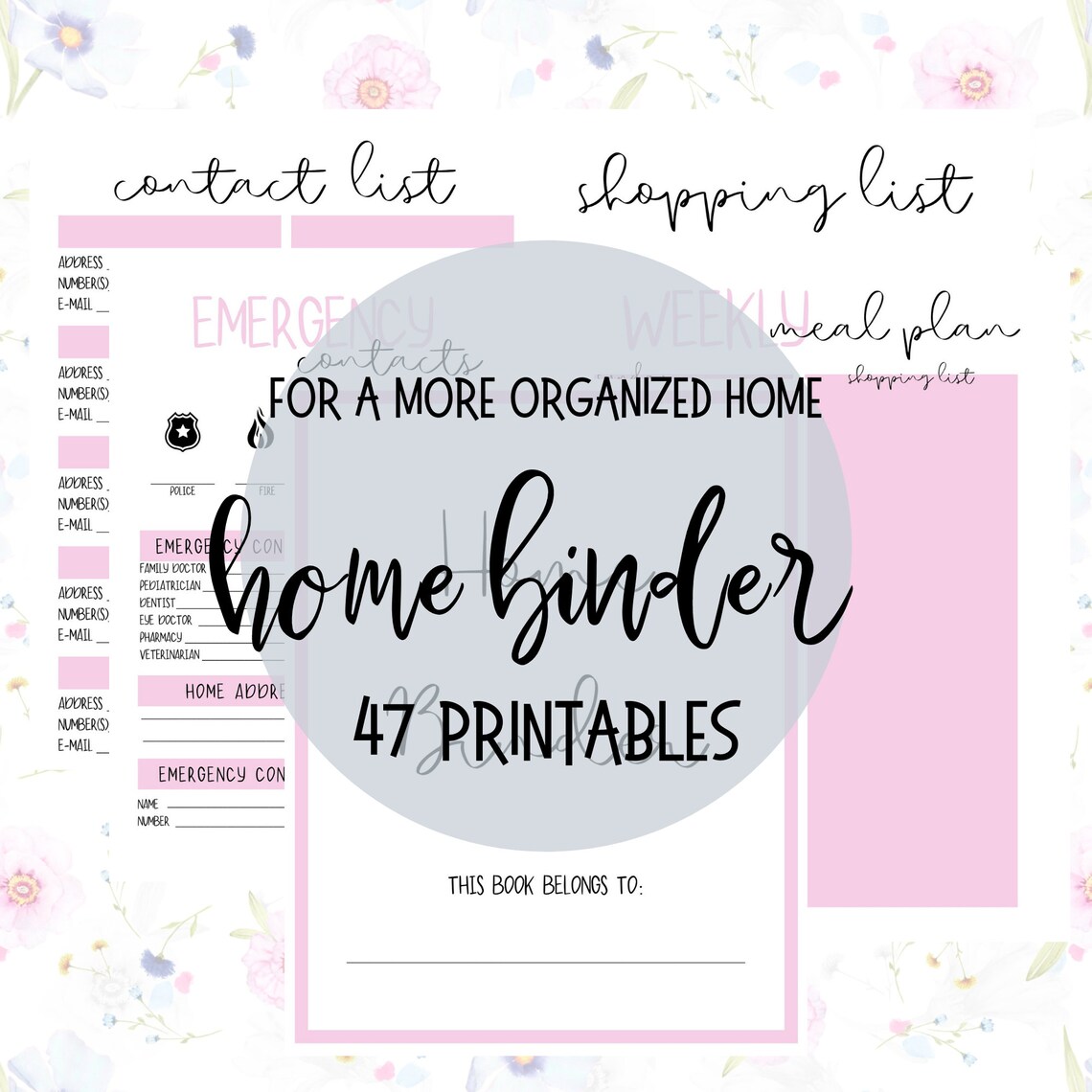 Home Management Binder Printable - Home Binder Printable - Household ...