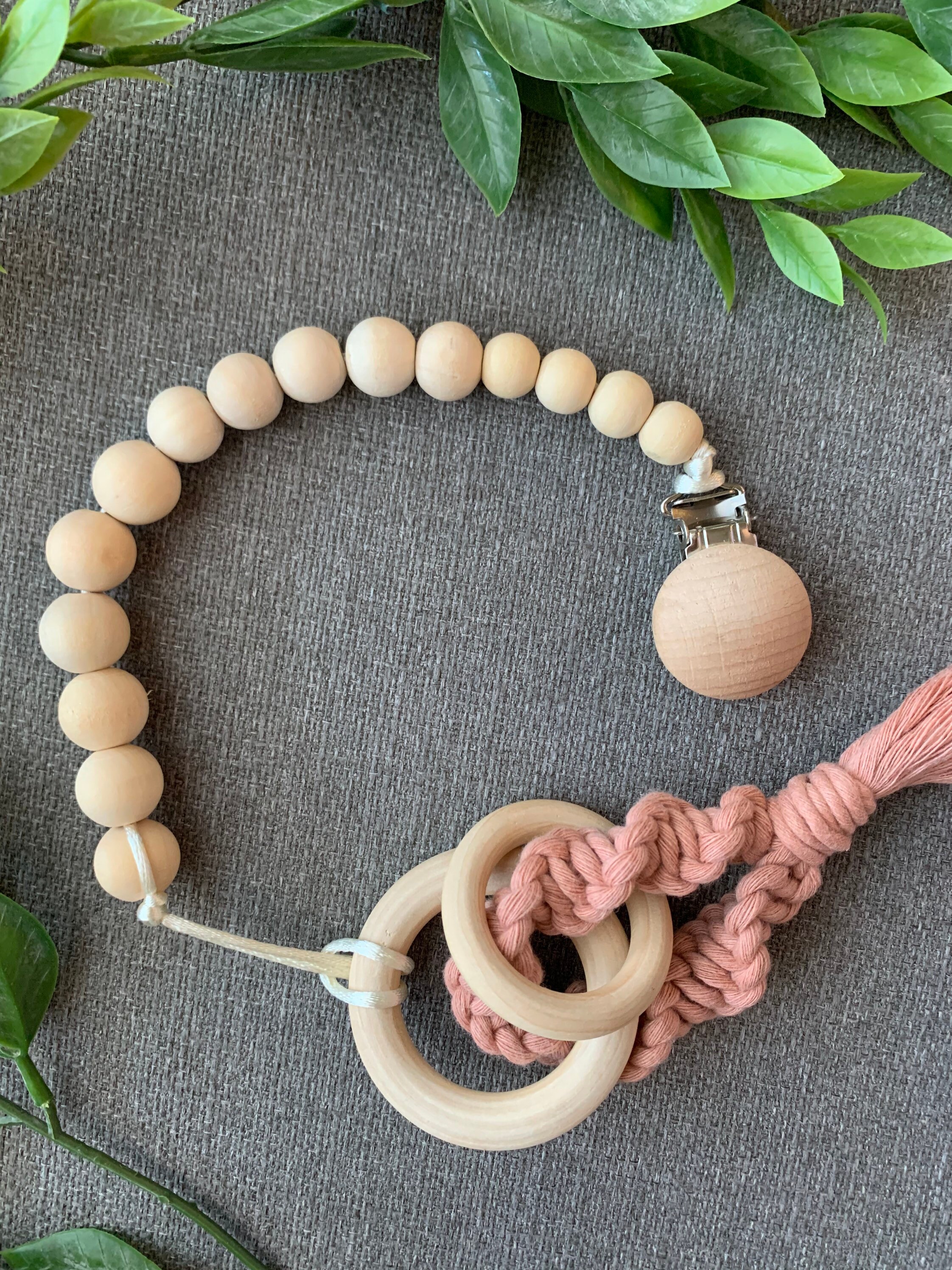 Macrame Teether: The Lincoln Option / wood teether / baby toy | Etsy