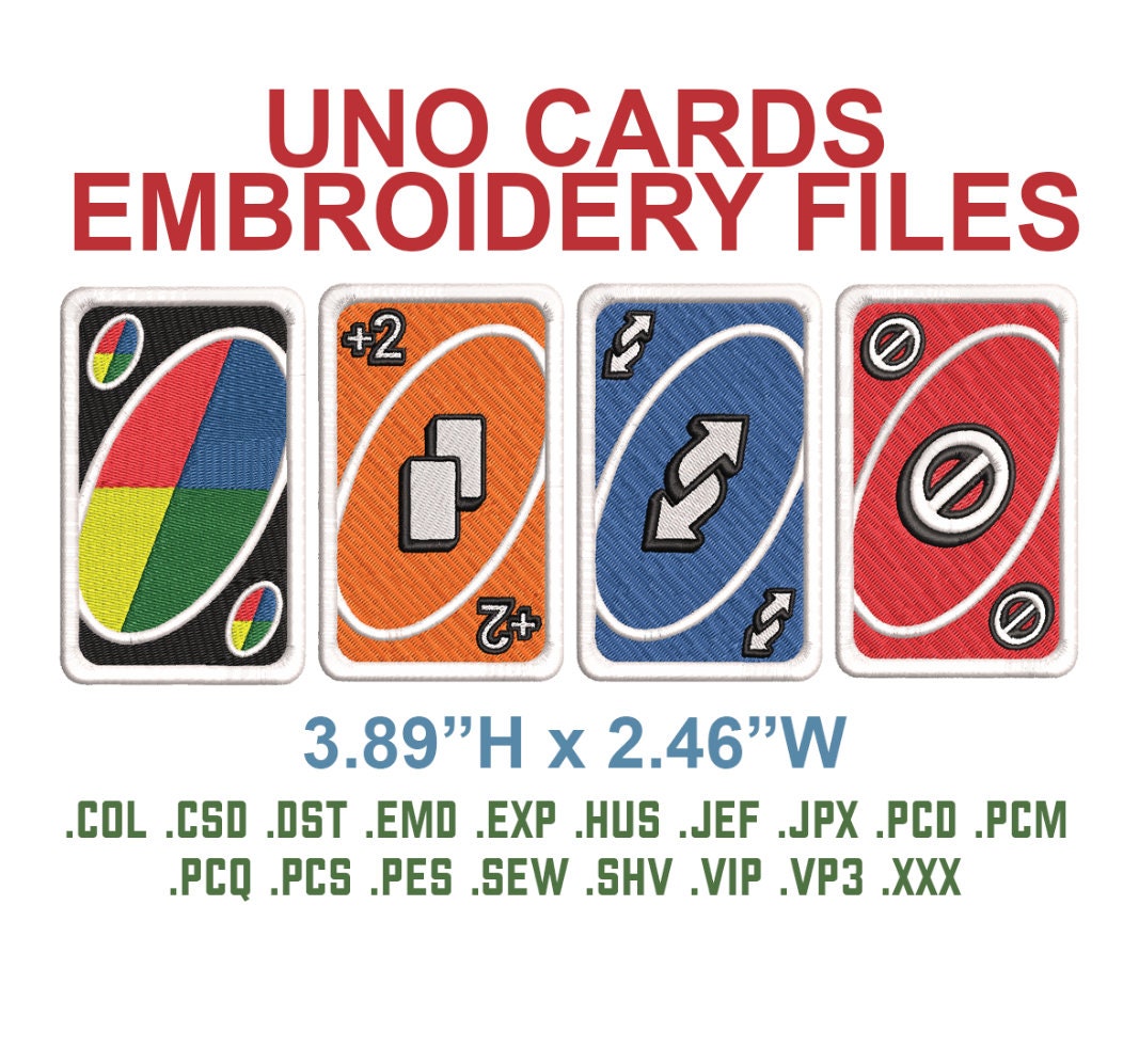 UNO Cards Embroidery Files, All Major Types 4x4 - Etsy