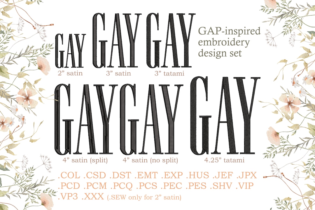 GAY Gap-inspired Logo in 2, 3, and 4 Inch Embroidery Files - Etsy
