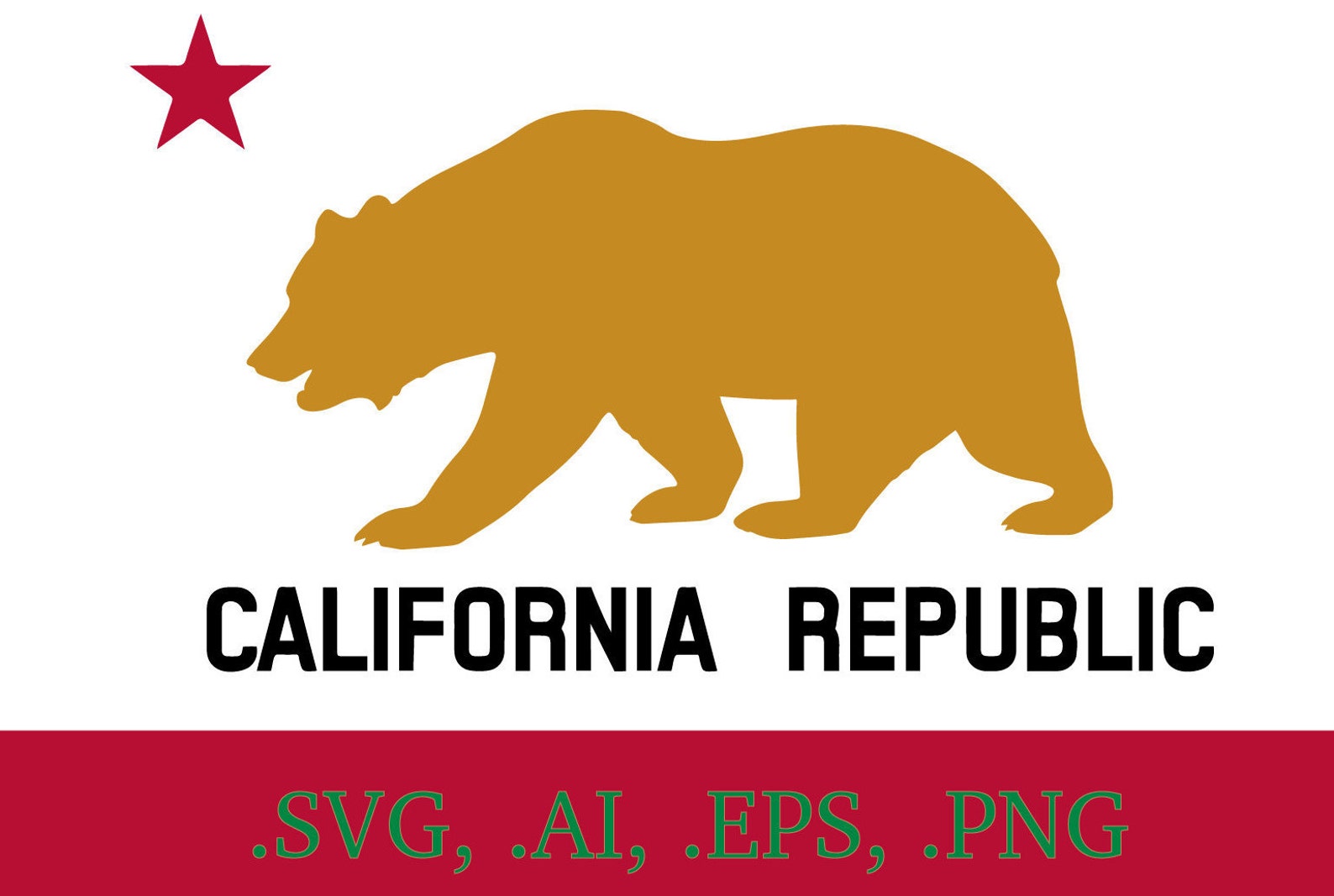 California Republic Bear Vector Digital SVG, DXF, EPS - Etsy
