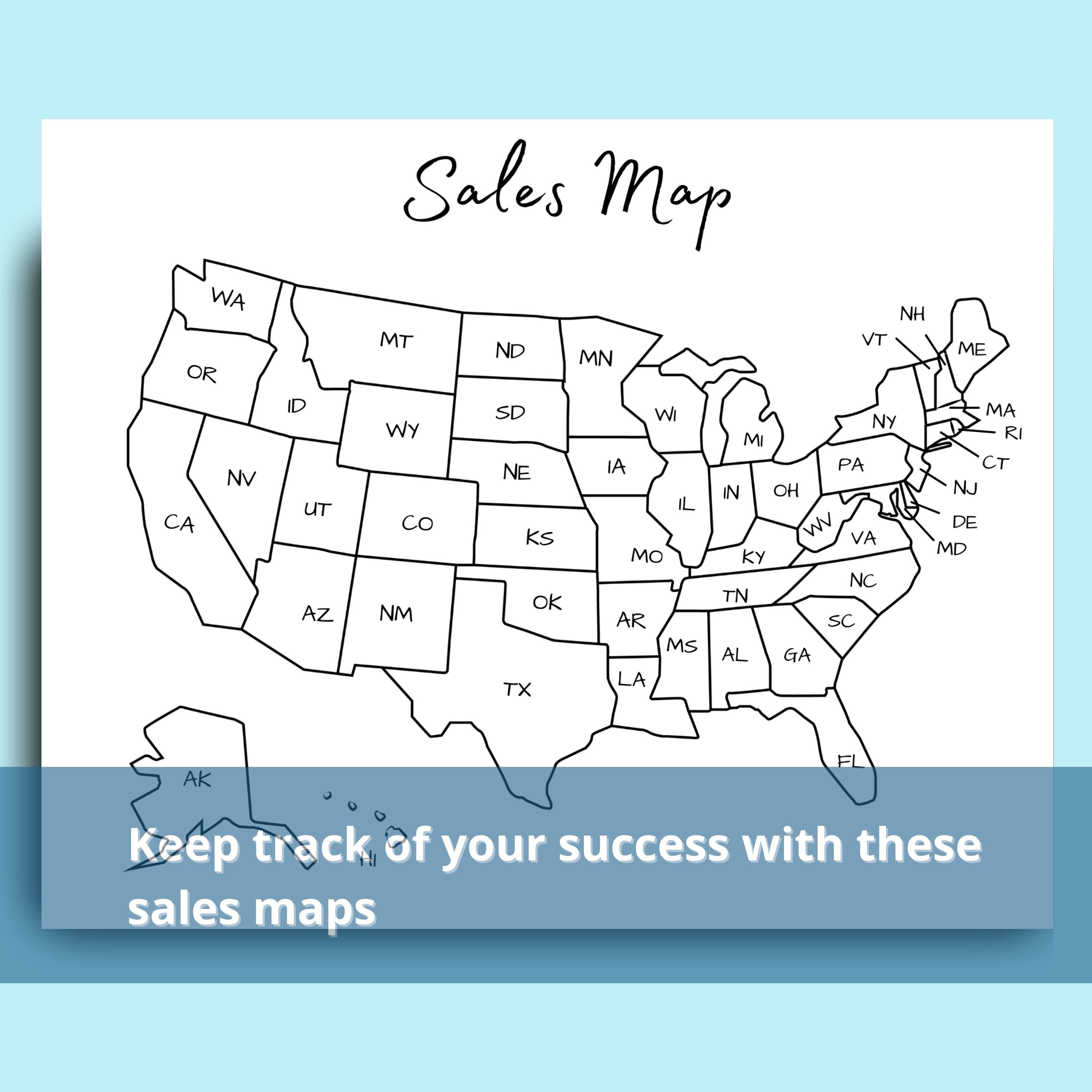 US Postcode Sales Map Tracker, Printable United States Etsy Sales Map ...