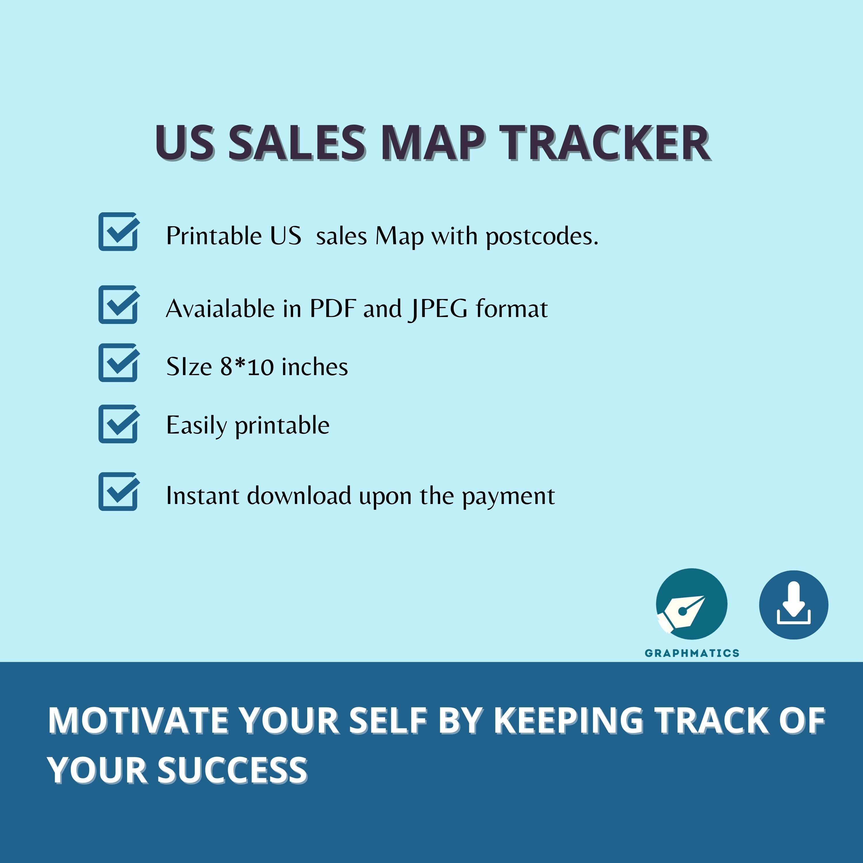 US Postcode Sales Map Tracker, Printable United States Etsy Sales Map ...