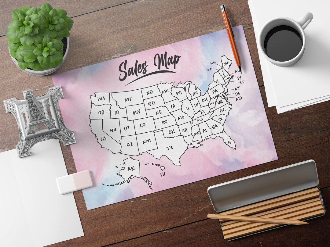 Sales Map Tracker,printable United States Etsy Sales Map, Goal Map ...
