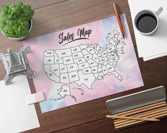 US Postcode Sales Map Tracker Printable United States Etsy | Etsy