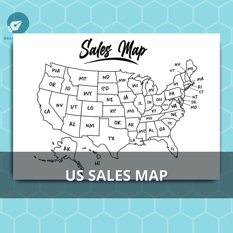 USA Postcode Sales Map, Postcode Sales Map,colour in US Map, A4 ...