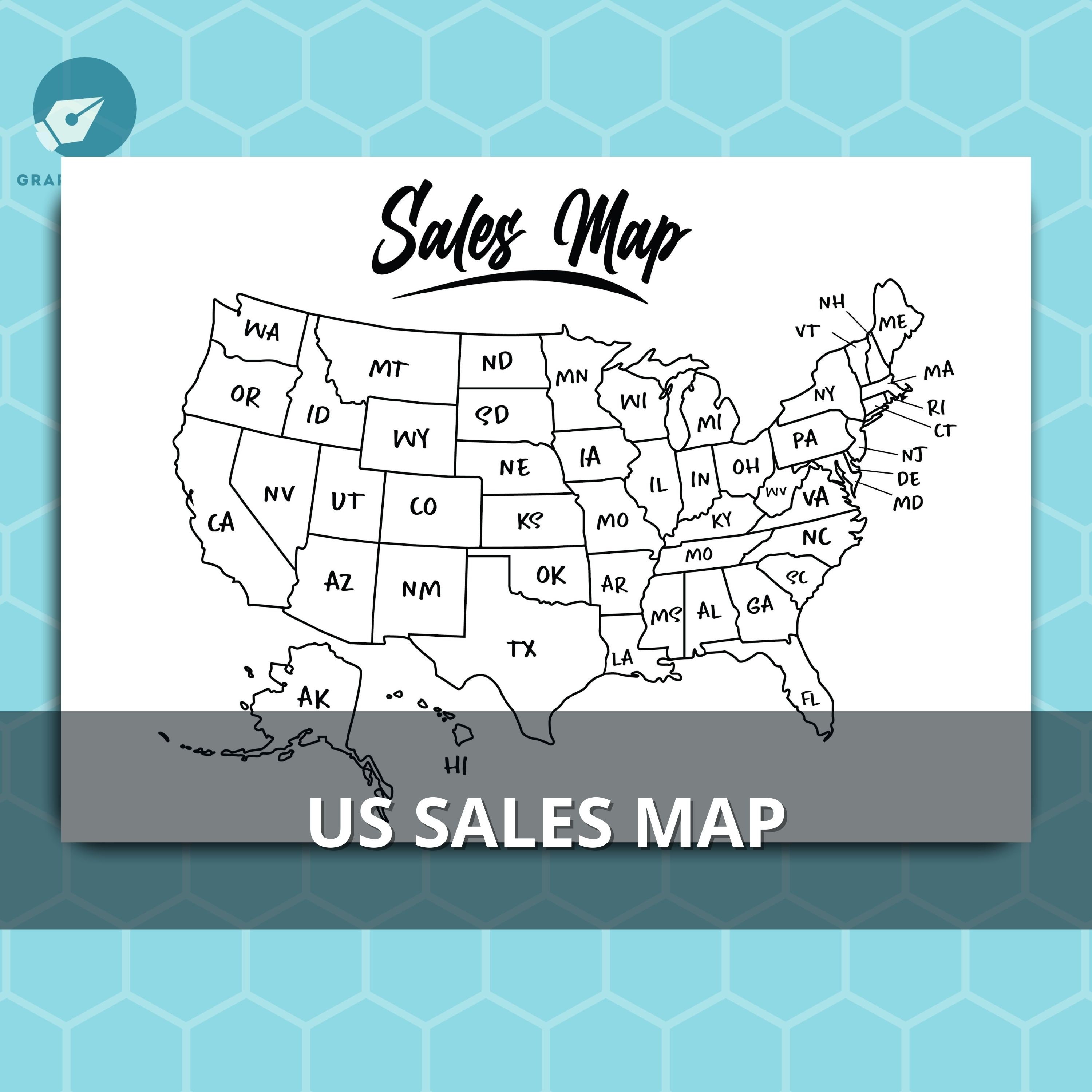 USA Postcode Sales Map, Postcode Sales Map,colour in US Map, A4 ...