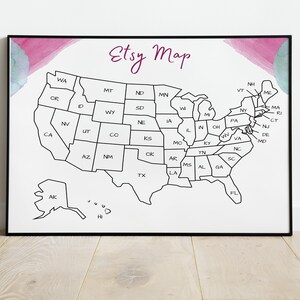 US Postcode Sales Map Tracker, Printable United States Etsy Sales Map ...