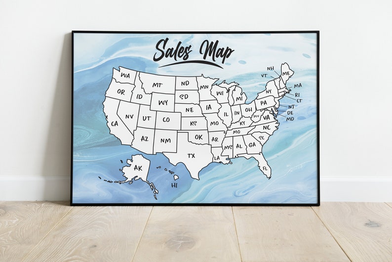 US Postcode Sales Map Tracker, Printable United States Etsy Sales Map ...