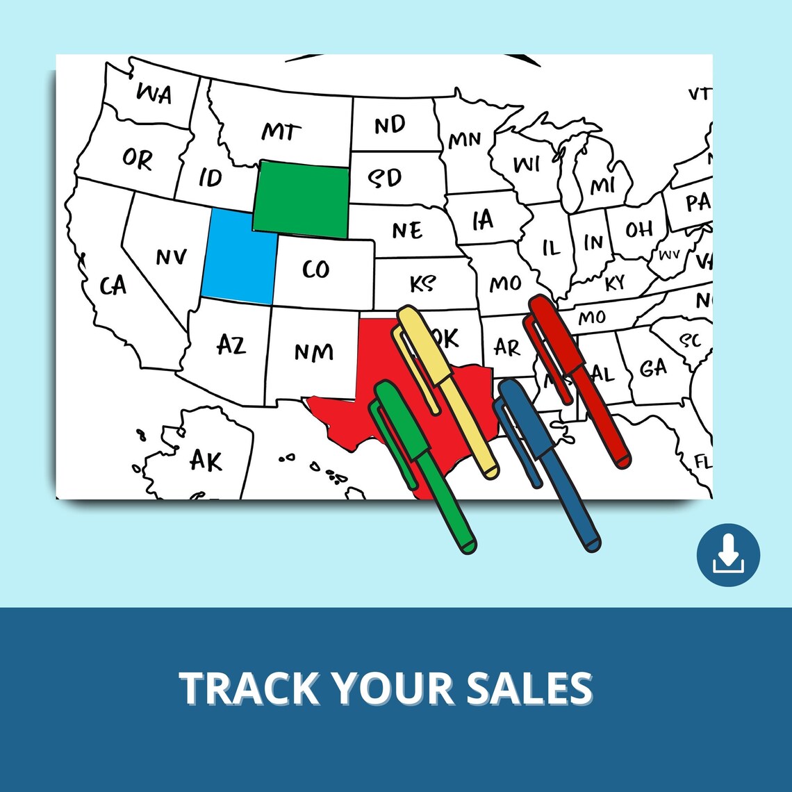 USA Postcode Sales Map, Postcode Sales Map,colour in US Map, A4 ...