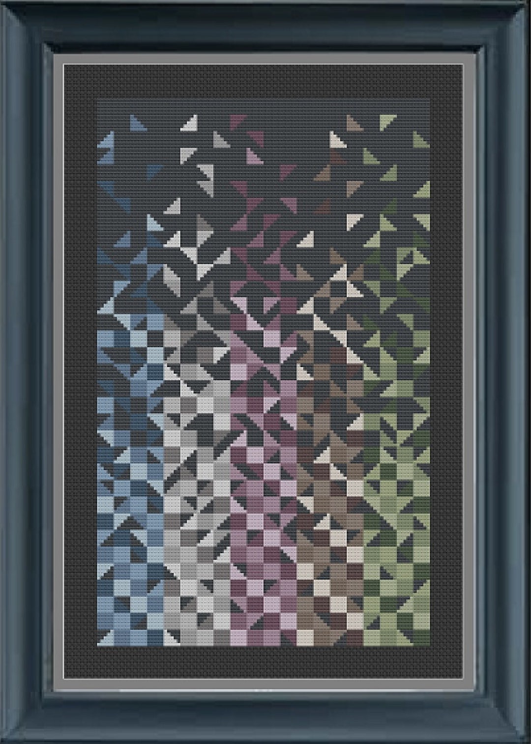 Fractal Quilt Cross Stitch Pattern, Gradient Black Needlepoint (PDF ...