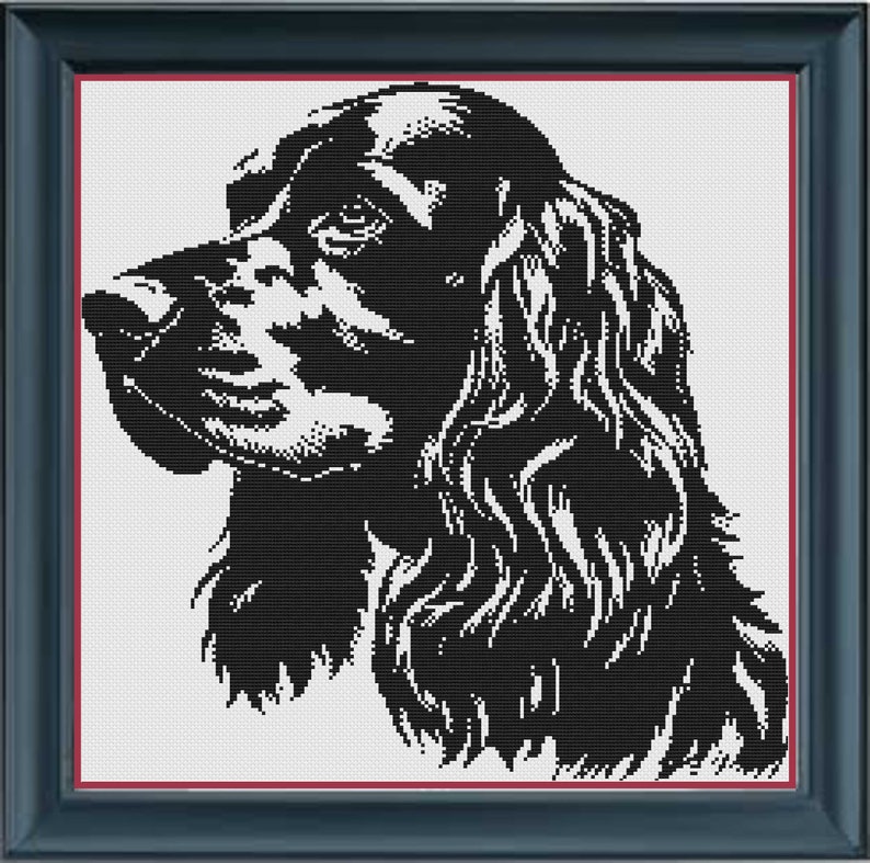 English Cocker Spaniel 2 Puppy Dog Cross Stitch Pet Portrait Pattern ...