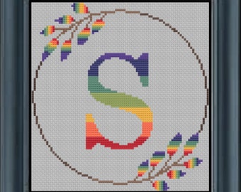 Monogram Floral Ombre Alphabet Letter K Cross Stitch Pattern - Etsy