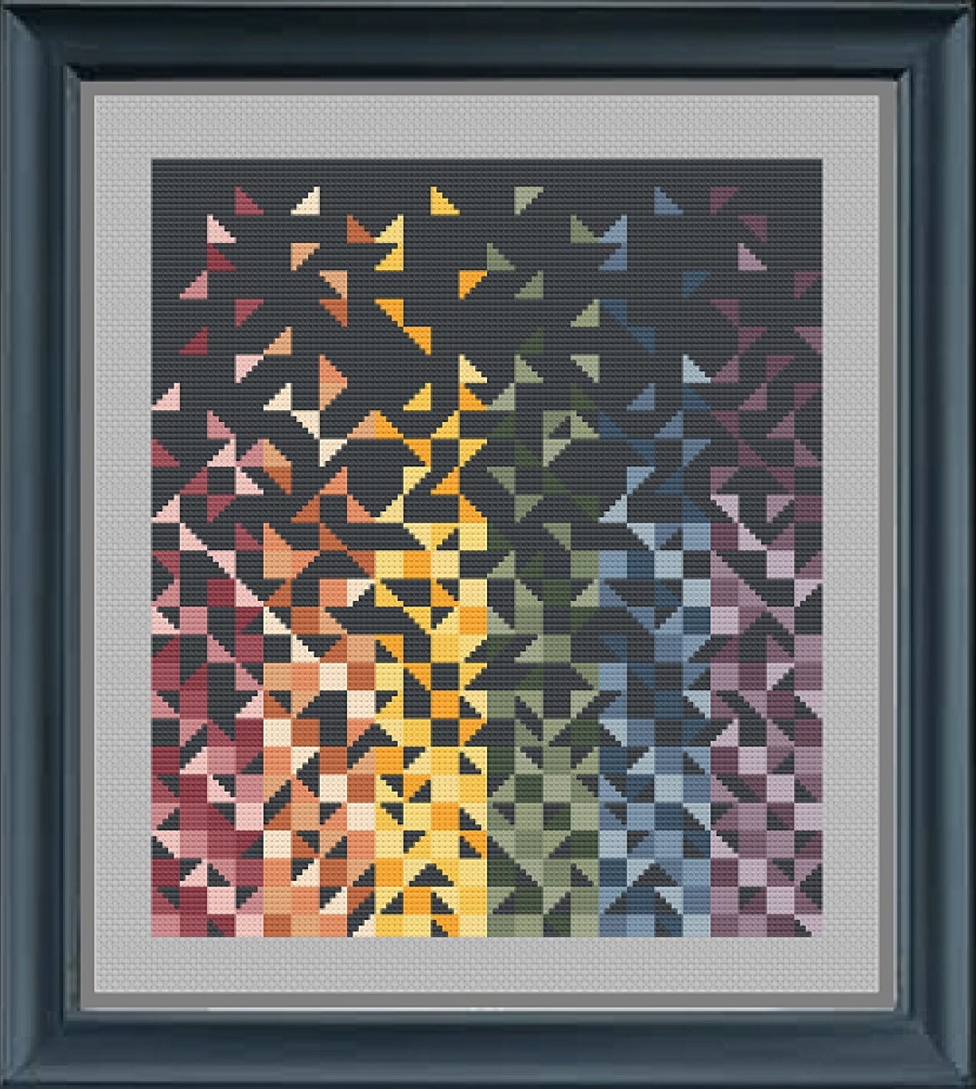 Rainbow Fractal Quilt Cross Stitch Pattern Black Version Needlepoint ...