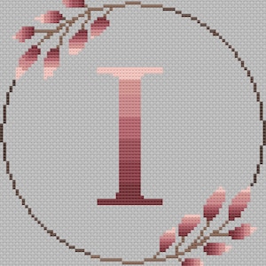 Monogram Floral Ombre Alphabet Letter “I” Cross Stitch Pattern ...