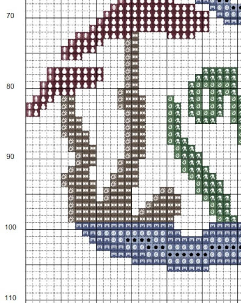 Monogram Floral Ombre Alphabet Letter “L” Cross Stitch Pattern ...