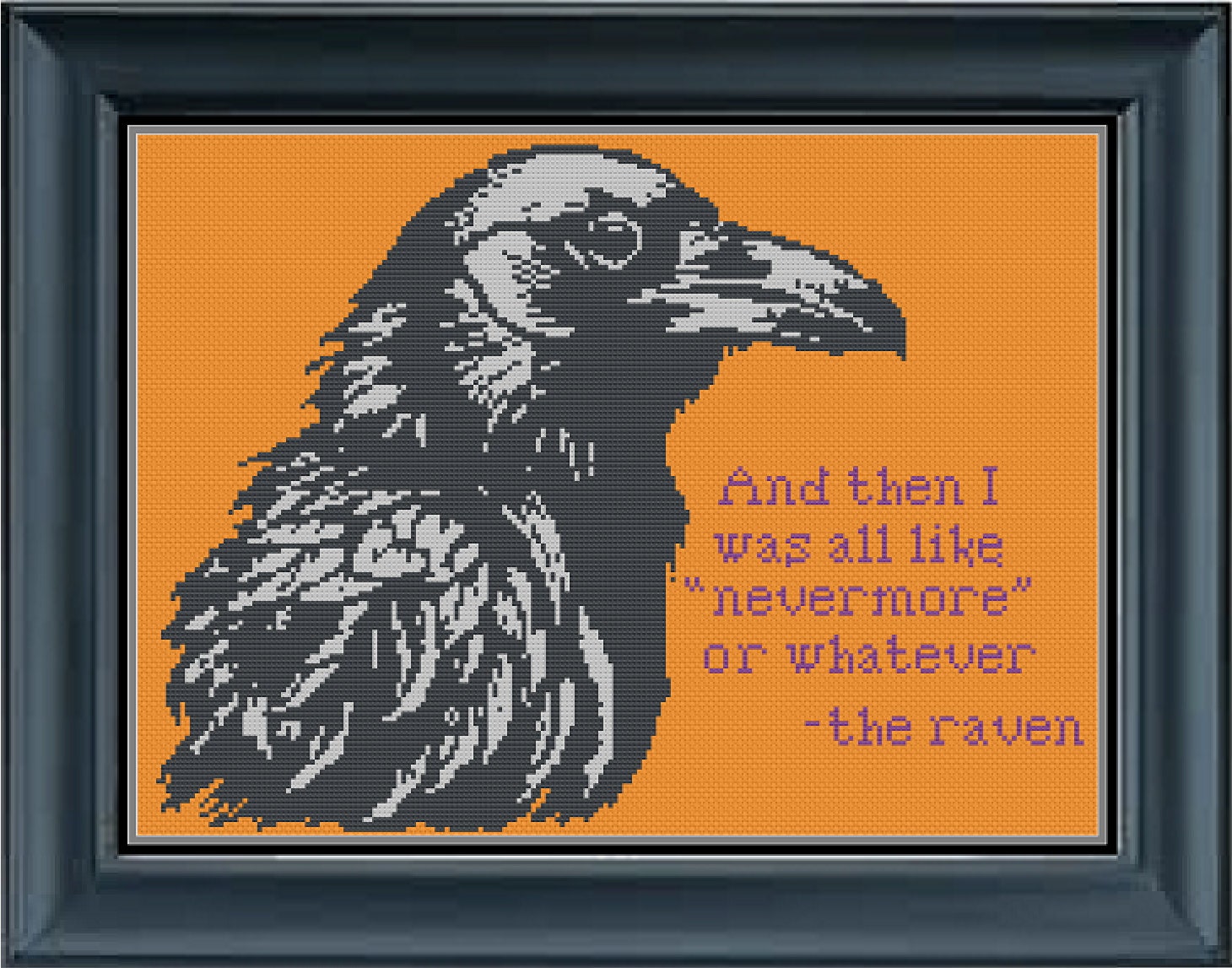 The Raven Cross Stitch Pattern Needlepoint Poe Nevermore Whatever Funny ...