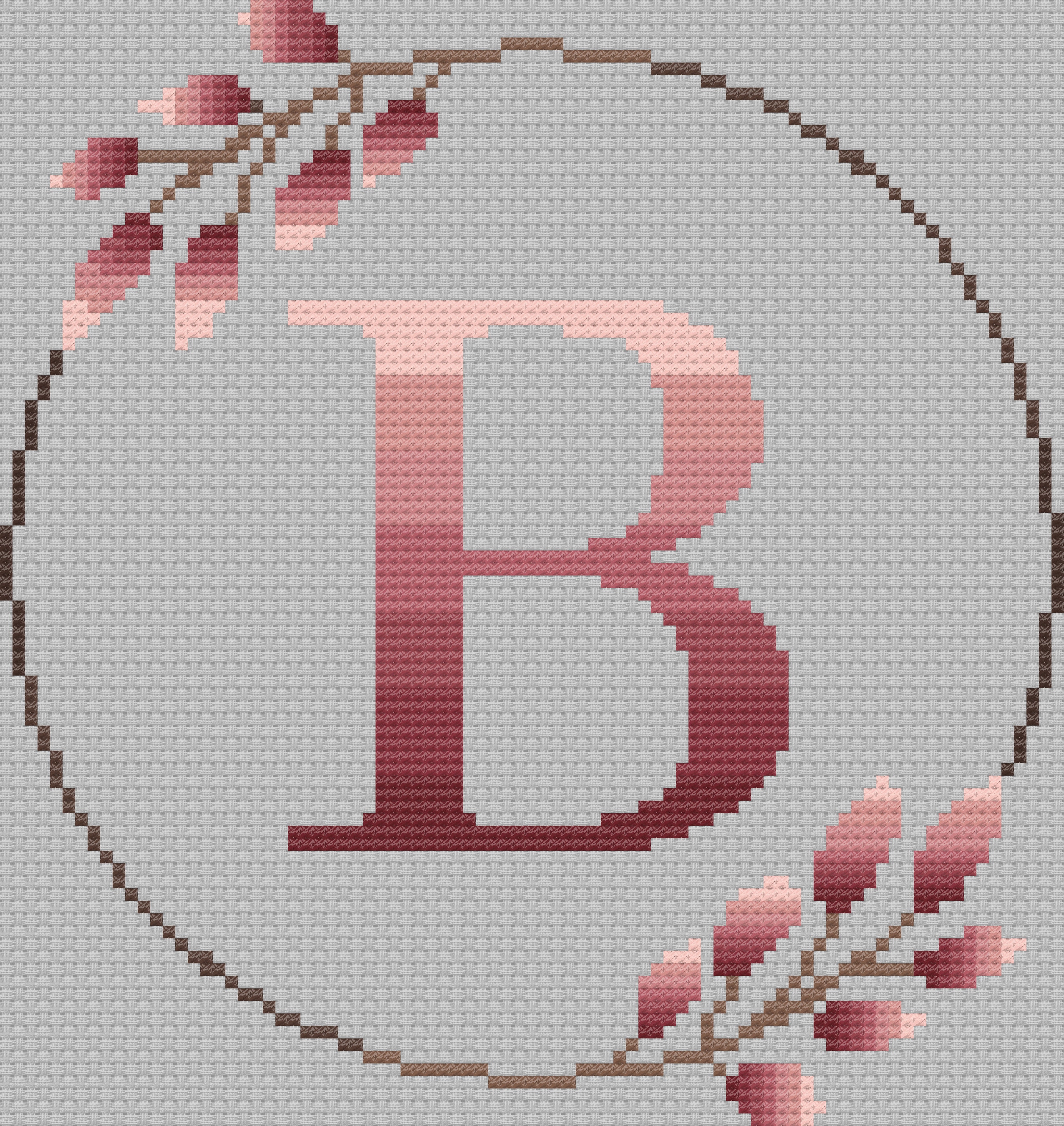 Monogram Floral Ombre Alphabet Letter “B” Cross Stitch Pattern ...