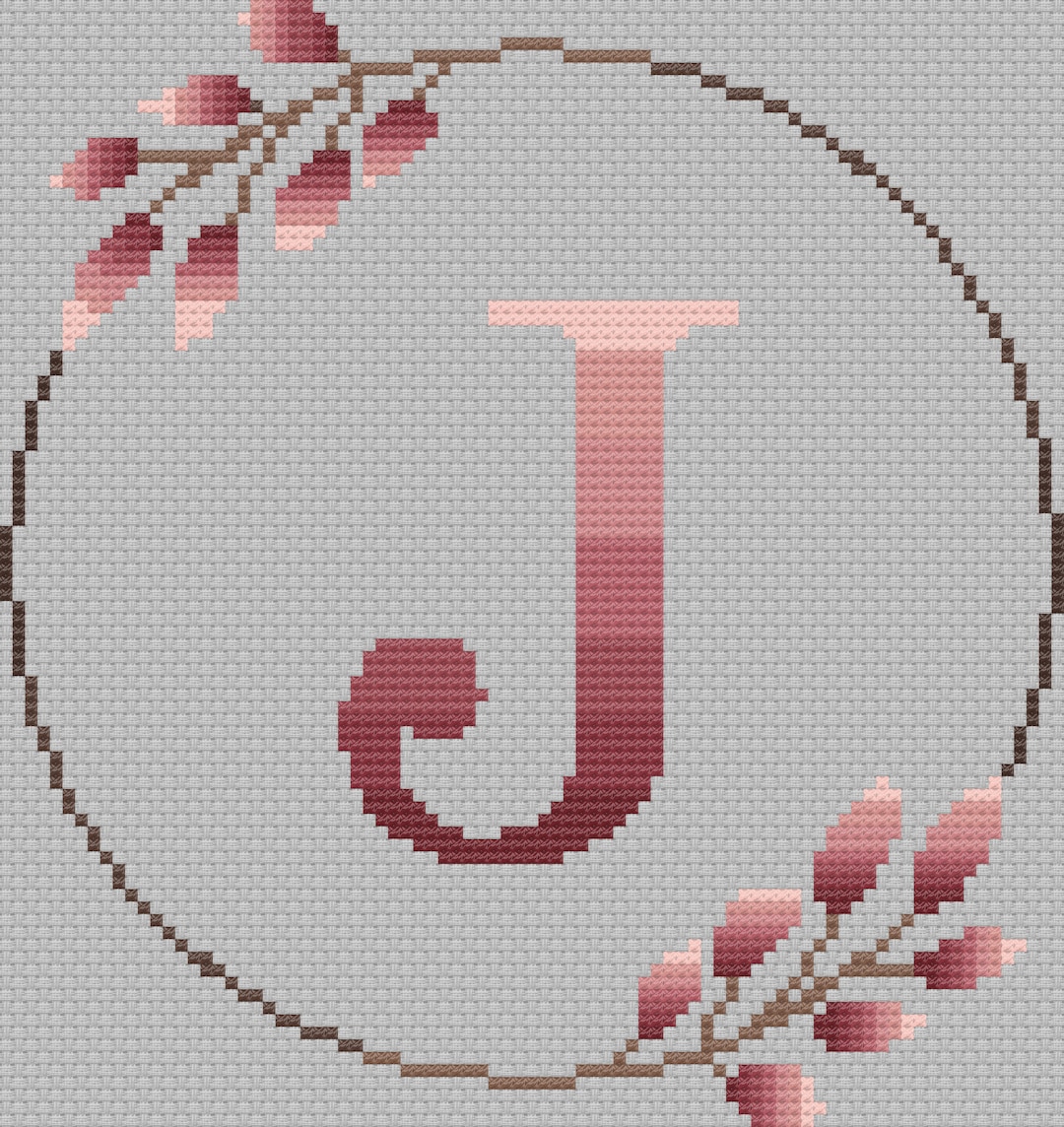 Monogram Floral Ombre Alphabet Letter “J” Cross Stitch Pattern ...