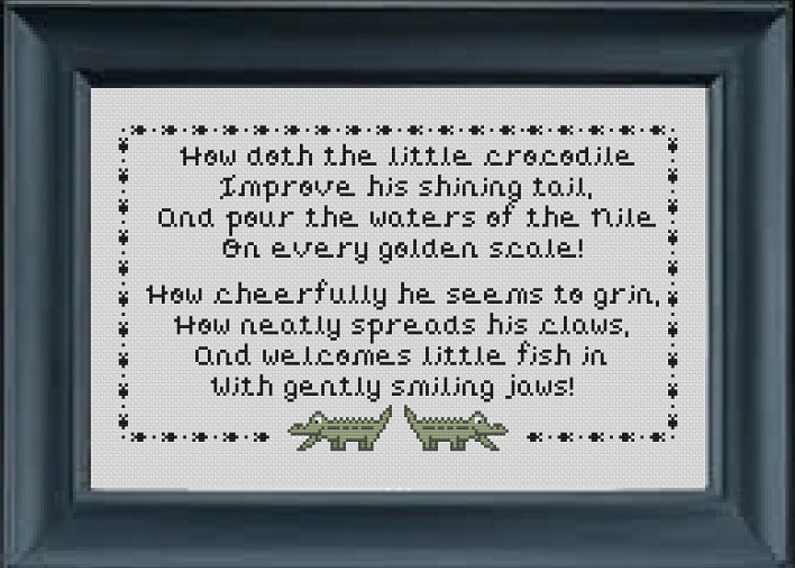 Lewis Carroll Crocodile Poem Quilt Cross Stitch Pattern Alice in ...