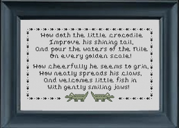 Lewis Carroll Crocodile Poem Quilt Cross Stitch Pattern Alice - Etsy