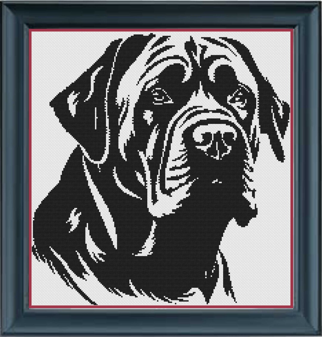 English Mastiff 1 Puppy Dog Cross Stitch Pet Portrait Pattern Graphgan ...