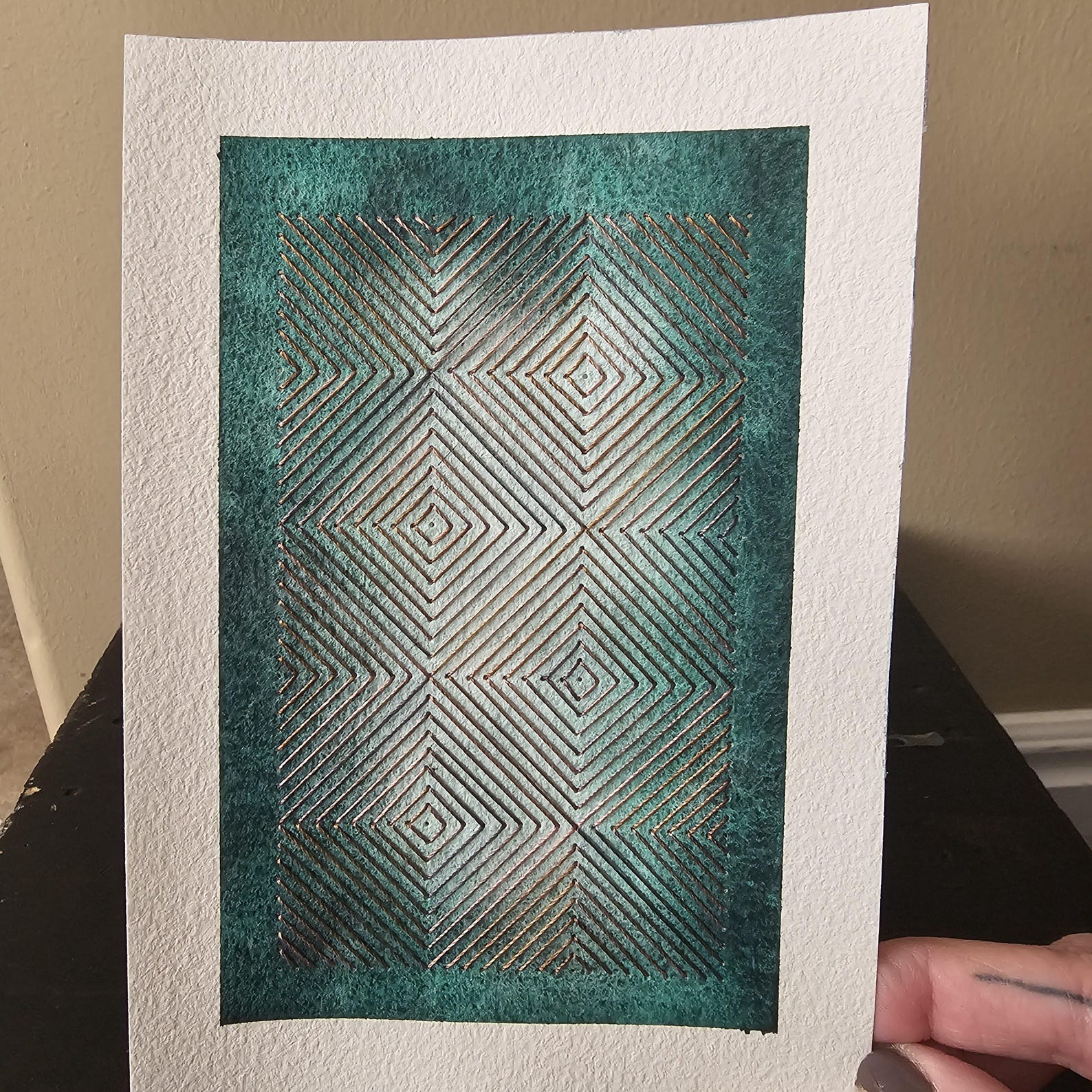Original Stitched Embroided Paper Watercolor Abstract Small - Etsy