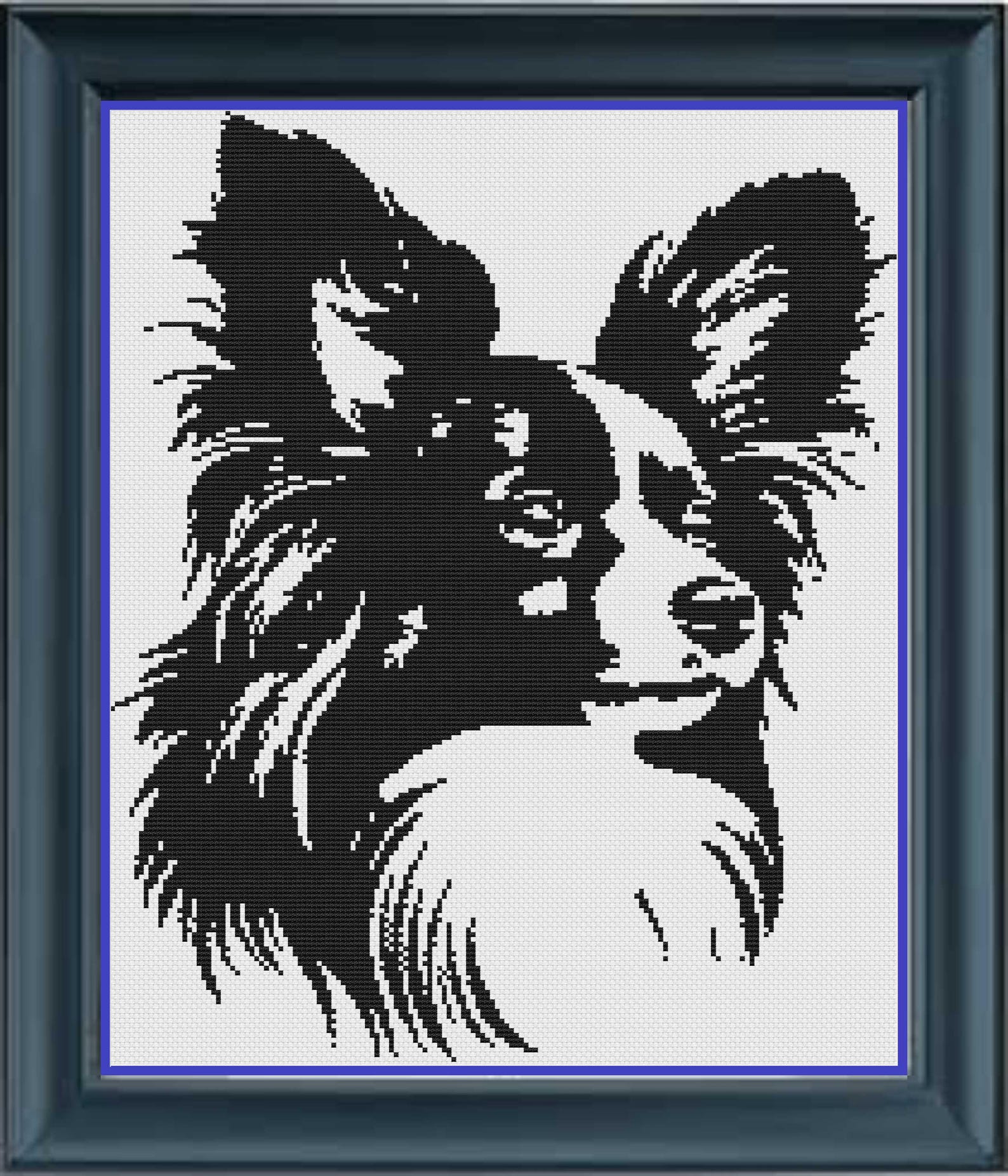 Papillon 2 Puppy Dog Cross Stitch Pet Portrait Pattern Graphgan Crochet ...