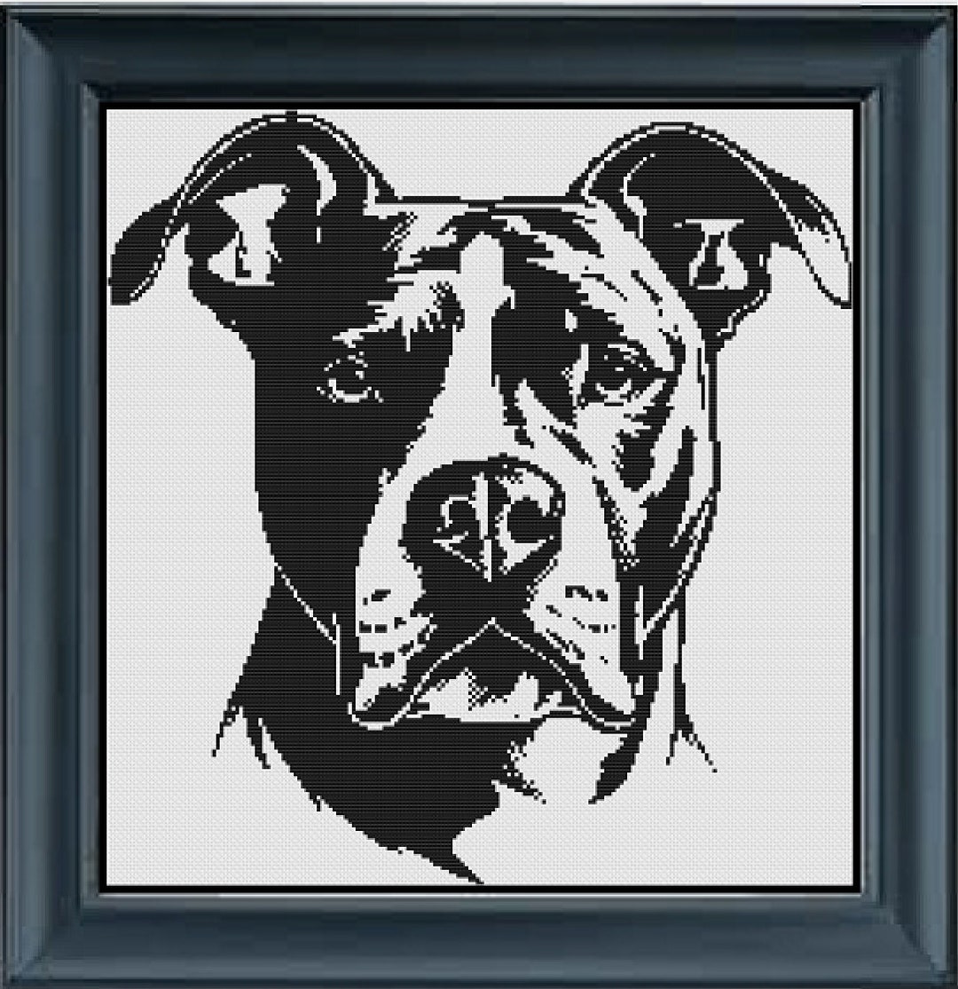 American Staffordshire Bull Terrier Puppy Dog Cross Stitch Pet Portrait ...