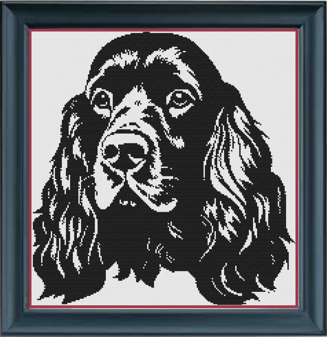 English Cocker Spaniel 1 Puppy Dog Cross Stitch Pet Portrait Pattern ...