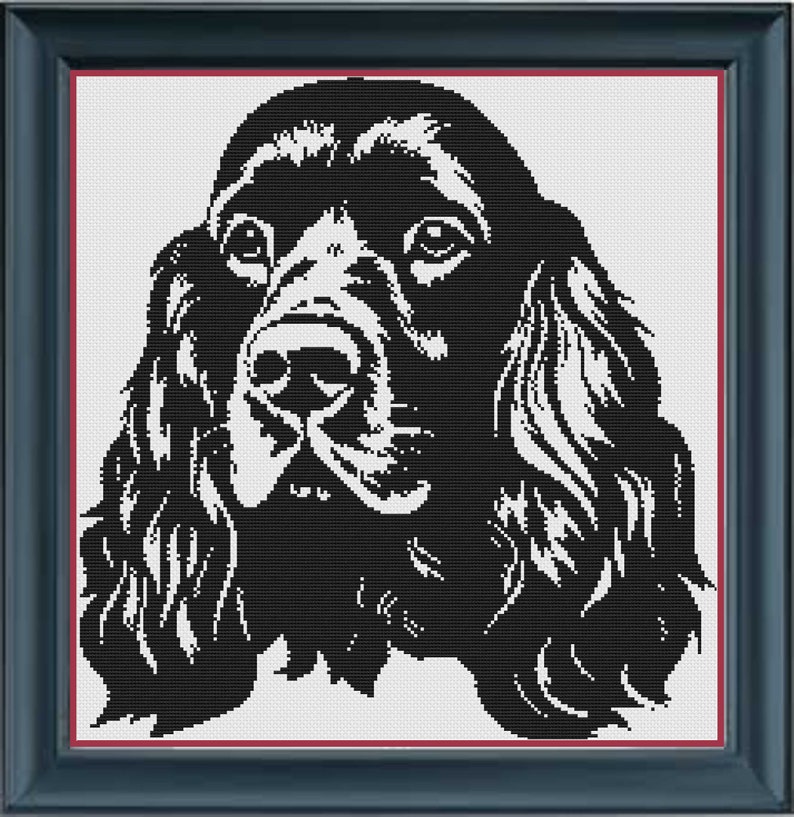 English Cocker Spaniel 1 Puppy Dog Cross Stitch Pet Portrait Pattern ...