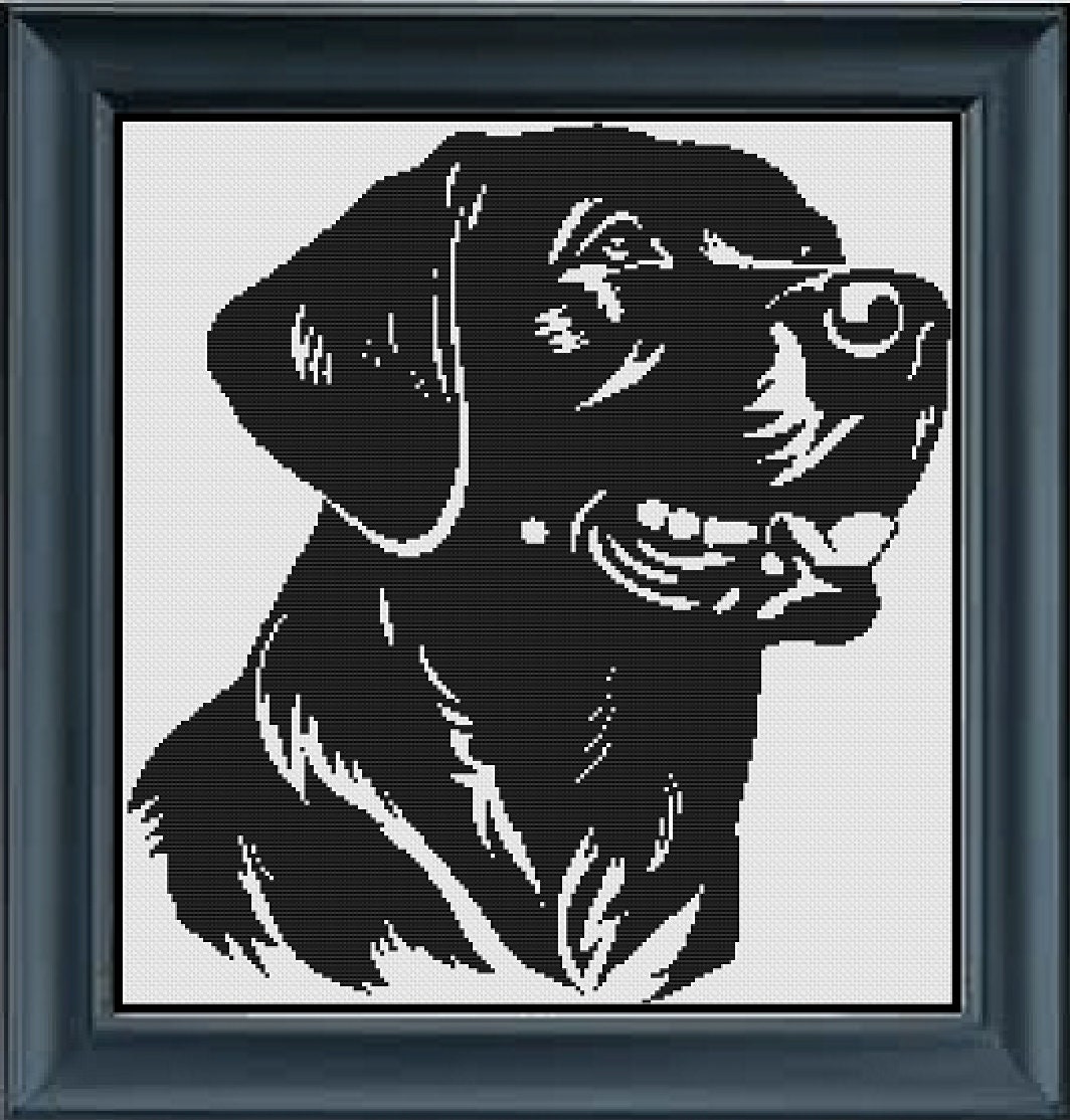 Black Labrador Retriever Puppy Dog Cross Stitch Pet Portrait Pattern ...