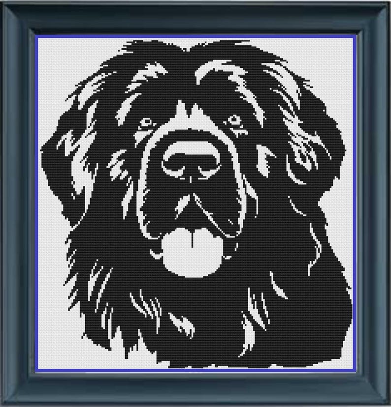 Newfoundland Dog Portrait Cross Stitch Pattern (digital Download) - Etsy